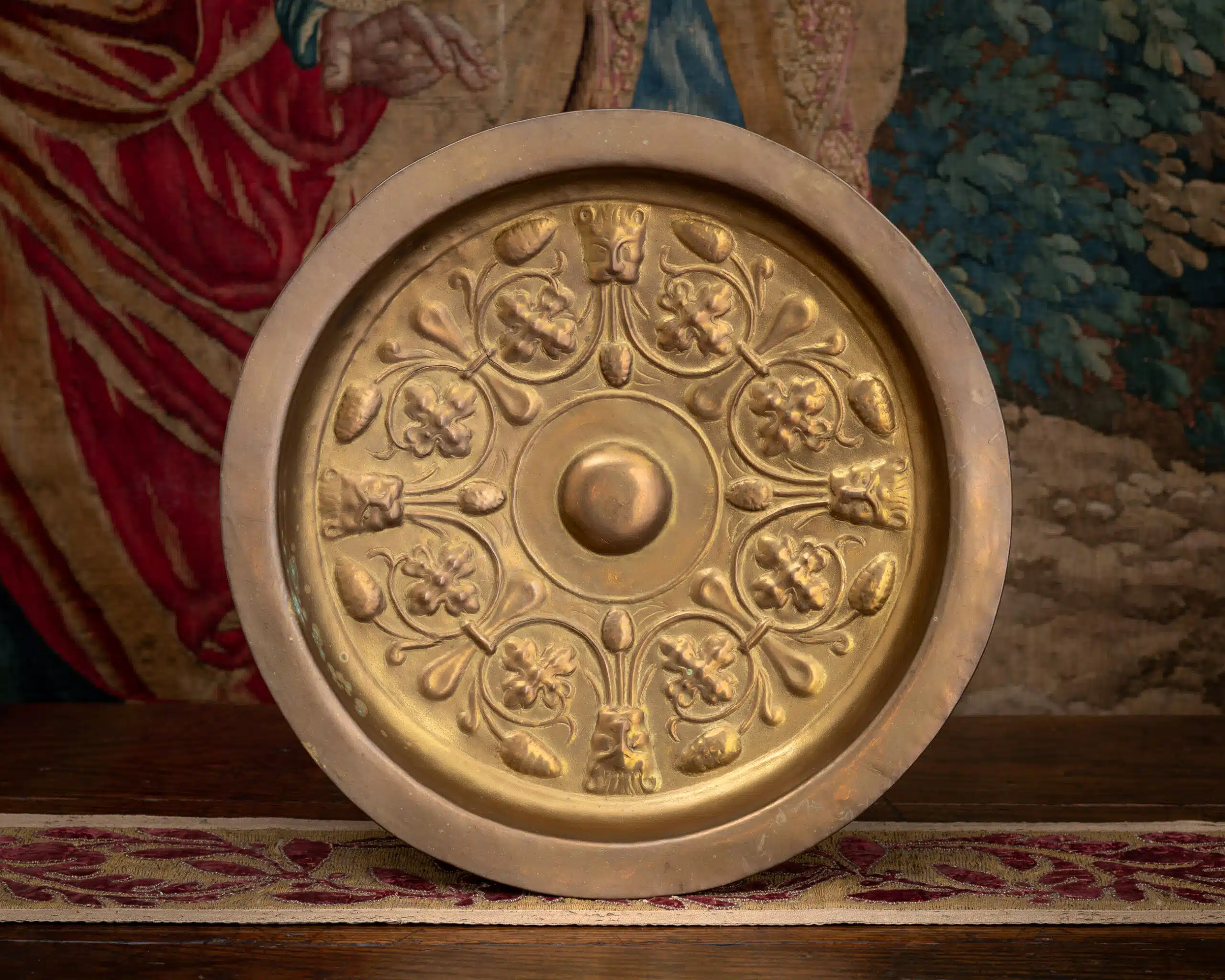 Gothic Brass Omphalos Alms Dish - Marhamchurch Antiques